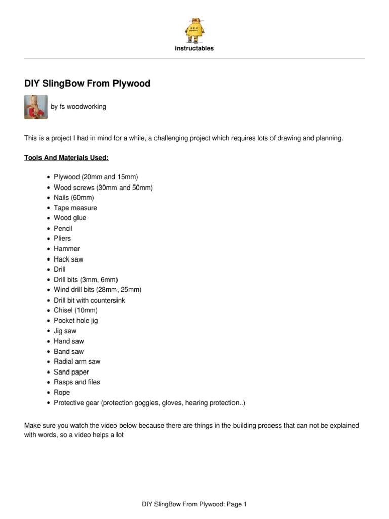DIY SlingBow From Plywood: Build Your Own Powerful Slingshot | PDF ...