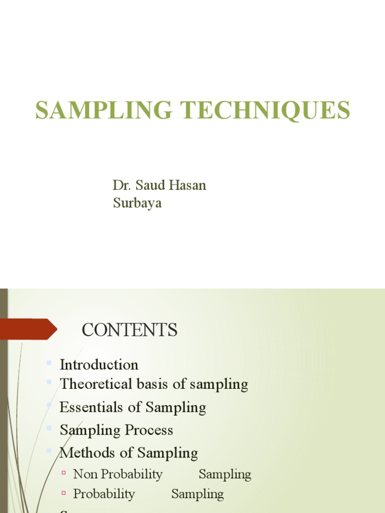 Sampling Techniques | PDF | Sampling (Statistics) | Stratified Sampling Sampling Techniques | PDF | Sampling (Statistics) | Stratified Sampling