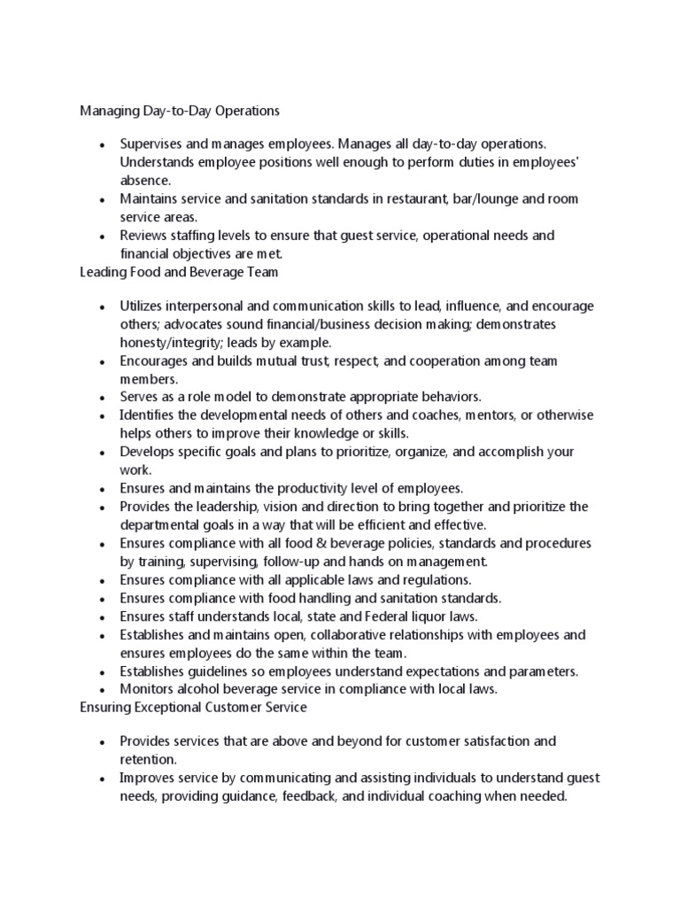 Restaurant Operations Management Guide | PDF | Regulatory Compliance ...