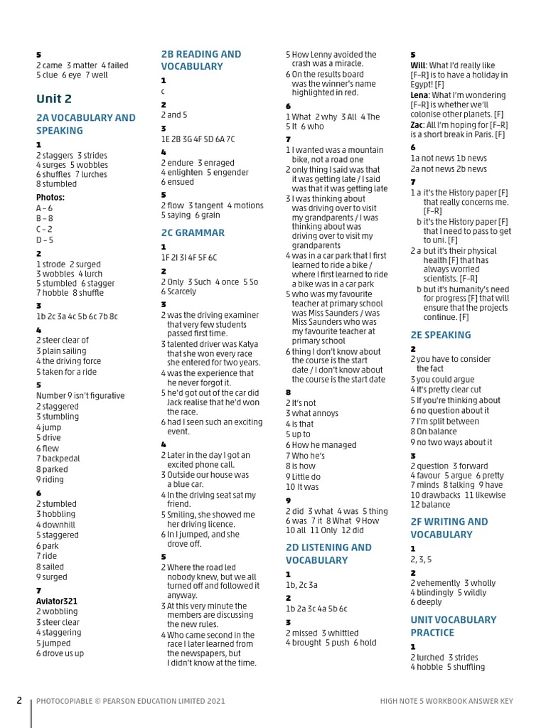 High Note 5 Workbook Answer Key p02 | PDF