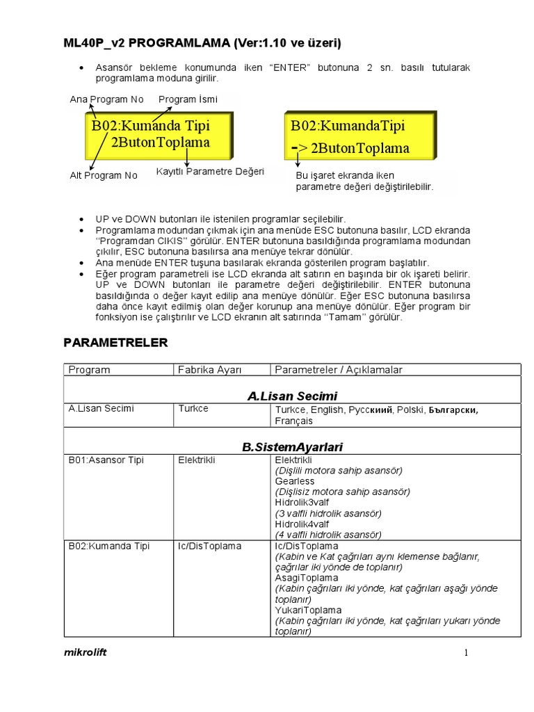 ML40P v2 Programlama | PDF