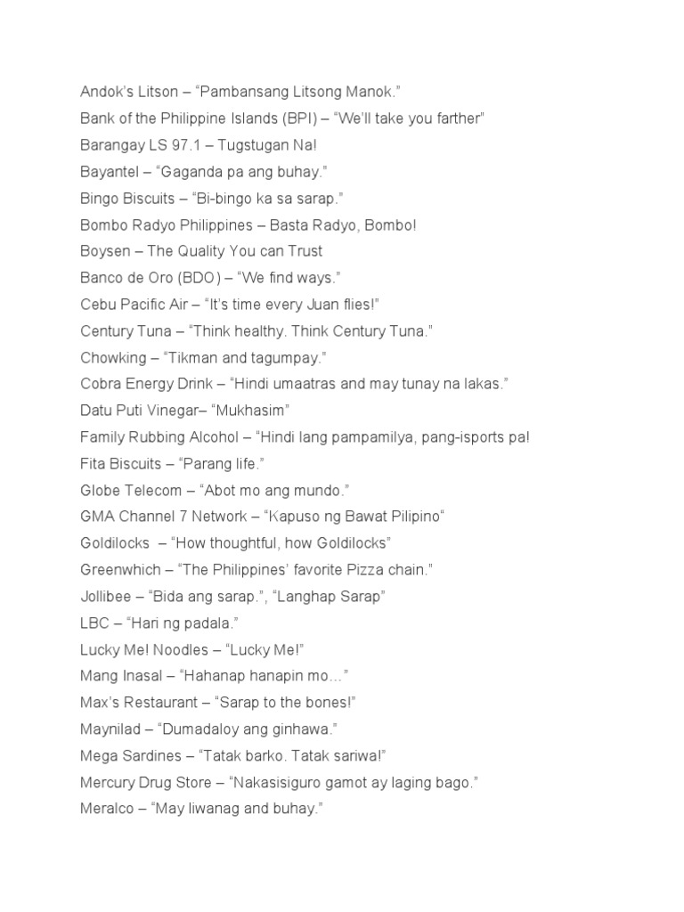 Tagline in The Philippines | PDF | Economy Of Metro Manila | Economy Of ...