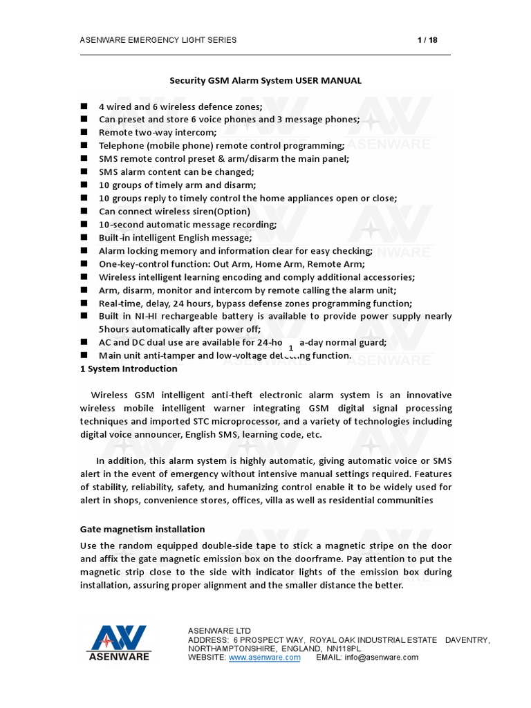 GSM User Manual 2017 | PDF | Security Alarm | Remote Control