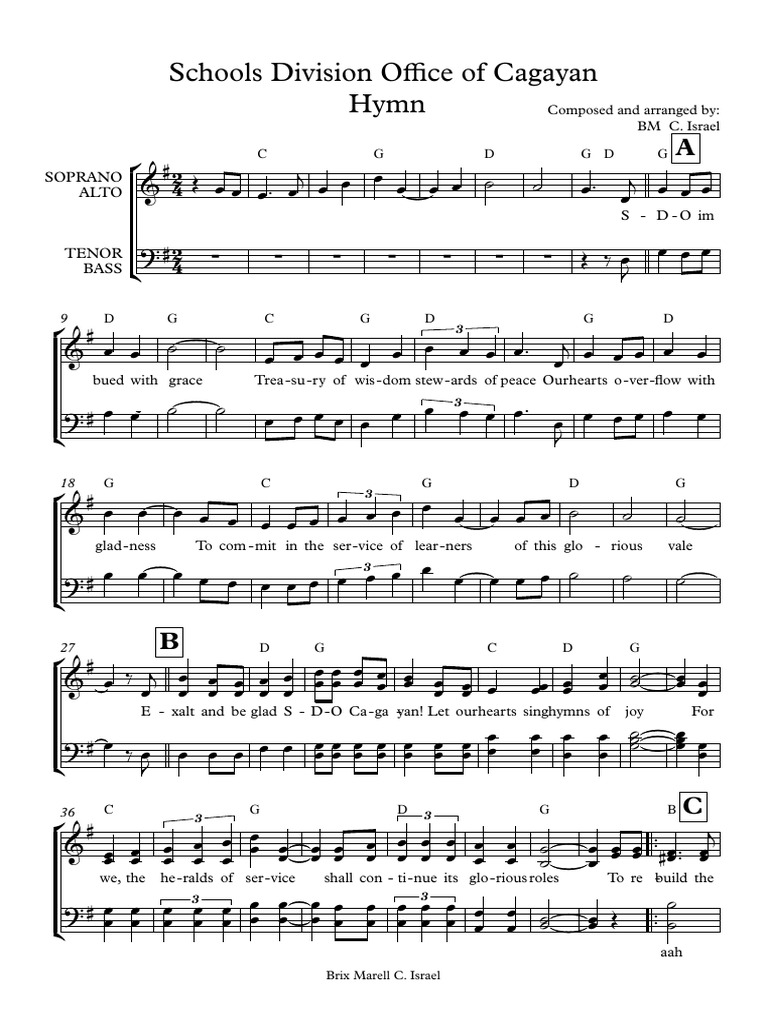 Sdo Cagayan Hymn Choral Arrangement Final Full Score | PDF