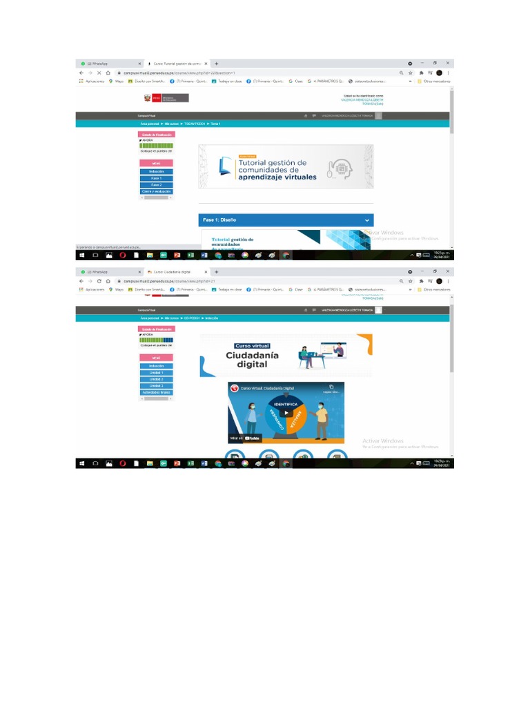 Cursos Actualmente Peru Educa Lizbeth Valencia Mendoza | PDF