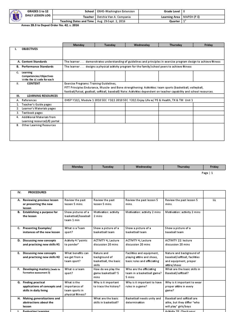 C. Learning Competencies/Objectives: Write The LC Code For Each | PDF | Learning | Lecture