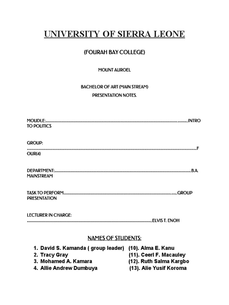 University of Sierra Leone: (Fourah Bay College) | PDF | Communism ...