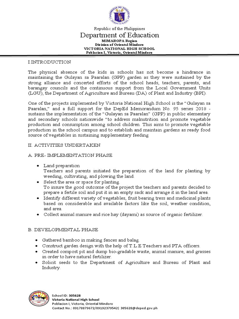 Accomplishment Report in GPP | PDF | Vegetables | Agriculture