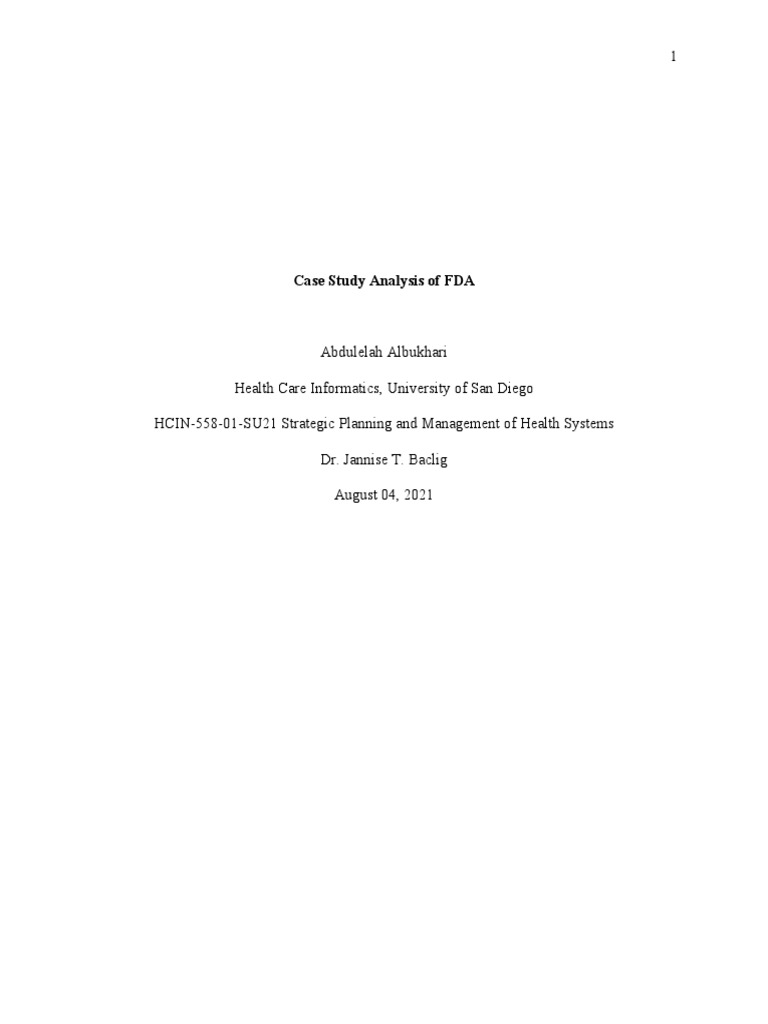 FDA Case Study: Mission, Vision & Structure | PDF | Food And Drug ...