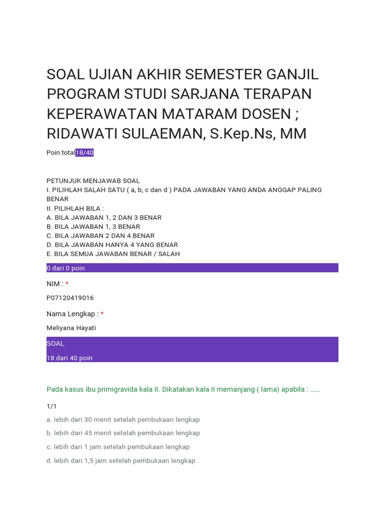 Soal Ujian Akhir Semester Ganjil Program Studi Sarjana Terapan ...