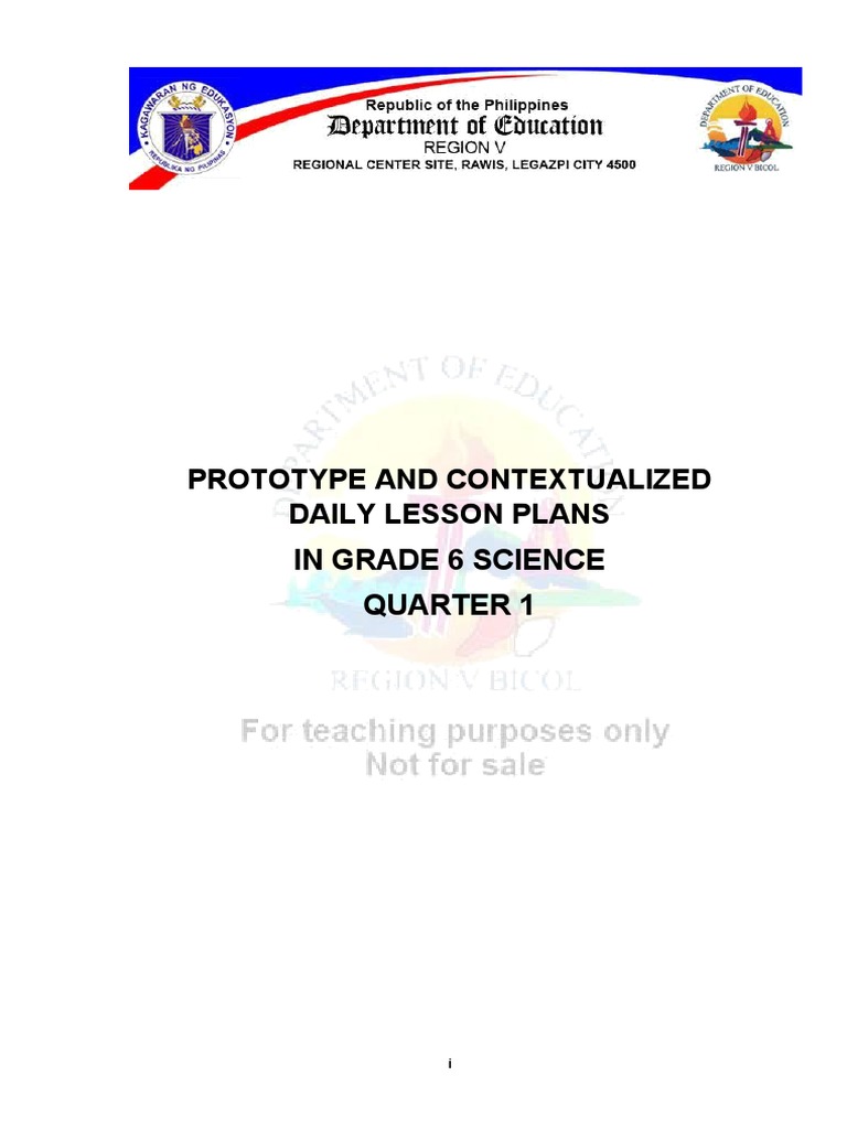 Prototype and Contextualized Daily Lesson Plans in Grade 6 Science: Matter | PDF | Mixture ...