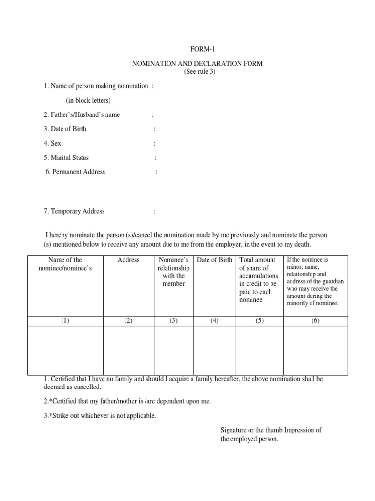 Form 1 Nomination and Declaration | PDF | Law