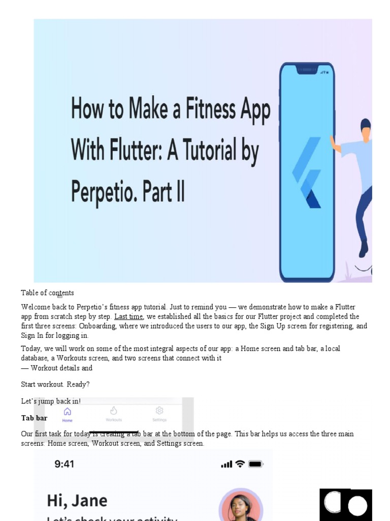 How To Make A Fitness App With Flutter - A Tutorial by Perpetio. Part II | PDF | Icon (Computing ...