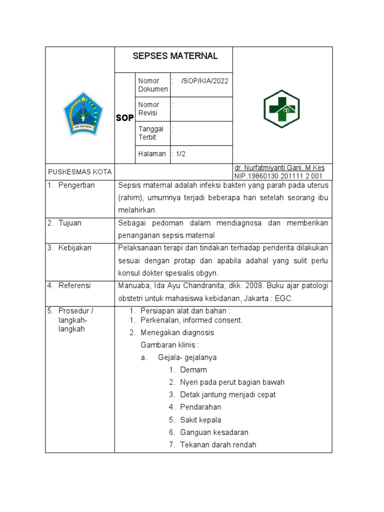 Sop Sepsis Maternal | PDF