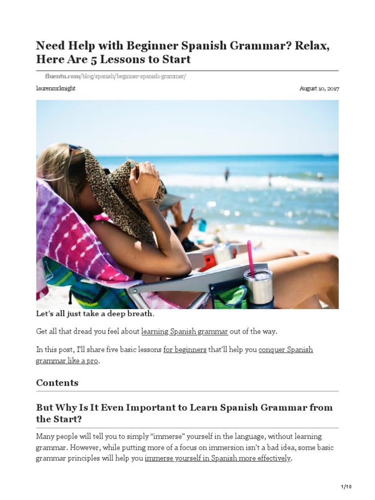 Beginner Spanish Grammar | PDF | Grammatical Gender | Grammatical Tense