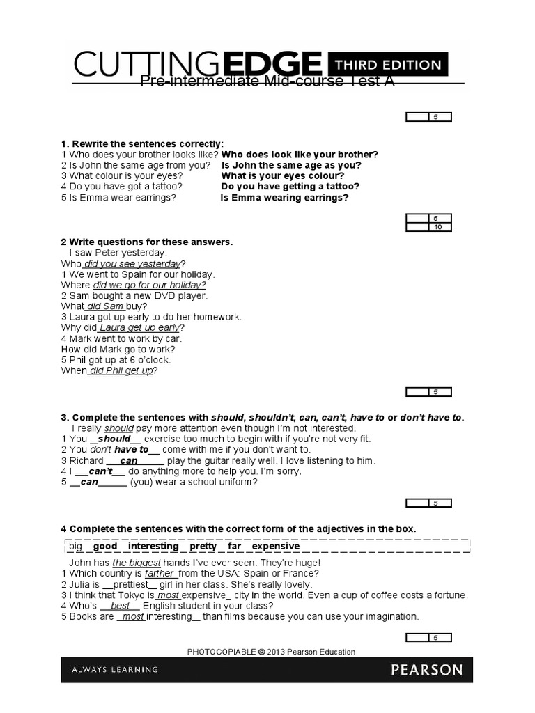 Preintermedi 1 7 Mid Course | PDF