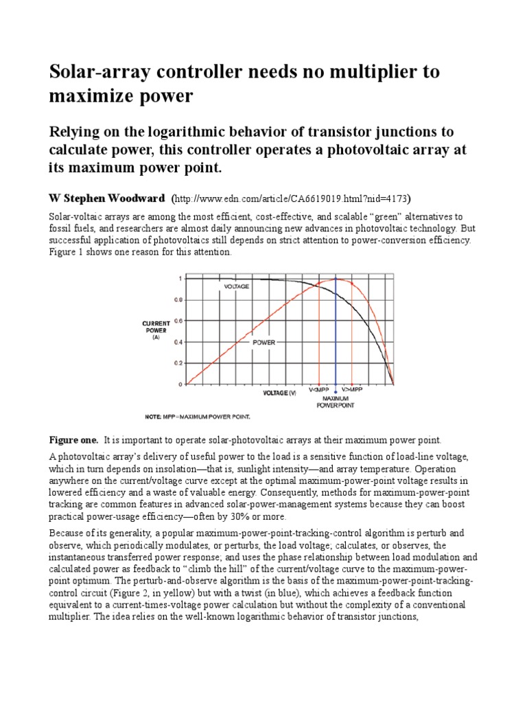 Solar Array Controller | PDF | Logarithm | Photovoltaic System