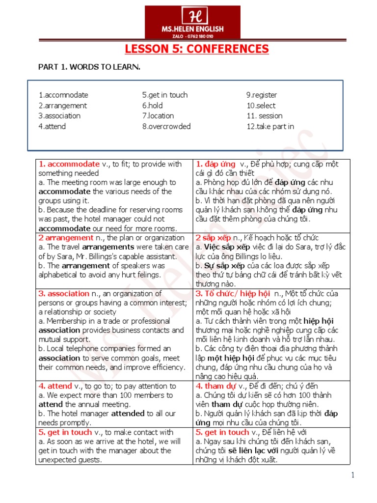Lesson 5 - Conferences | PDF
