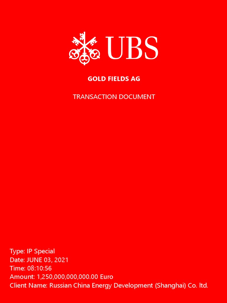 Gold Fields Ag: Transaction Document | PDF | Ubs | Money Laundering