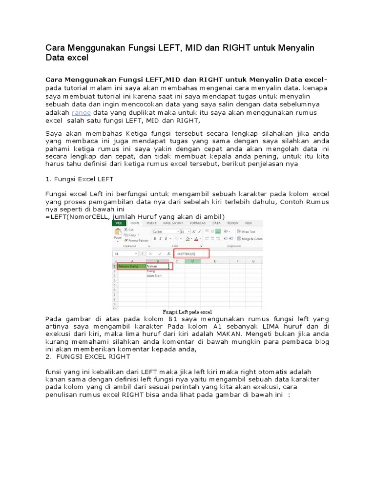 Cara Menggunakan Fungsi LEFT | PDF | Komputer