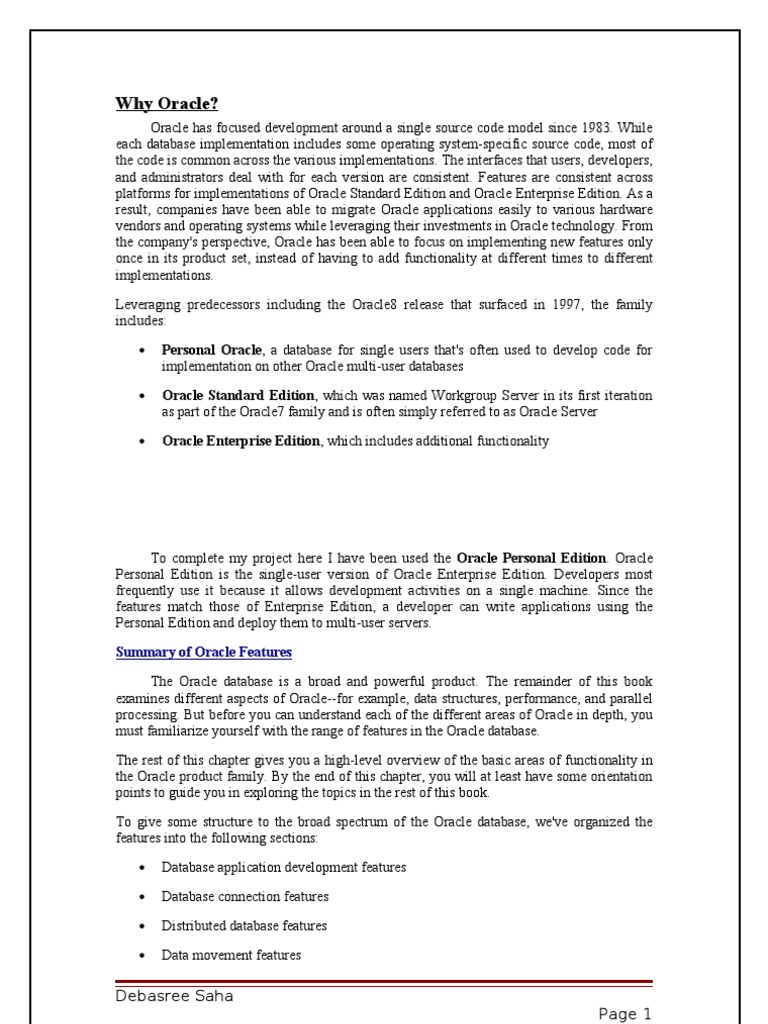 Why Oracle?: Personal Oracle, A Database For Single Users That's Often ...