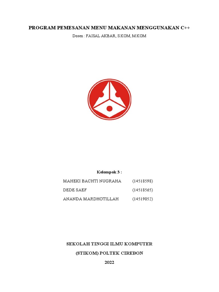 Program Pemesanan Menu Makanan Menggunakan C | PDF