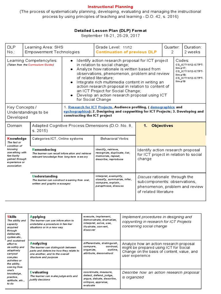 Detailed Lesson Plan (DLP) Format: Continuation of Previous DLP | PDF ...