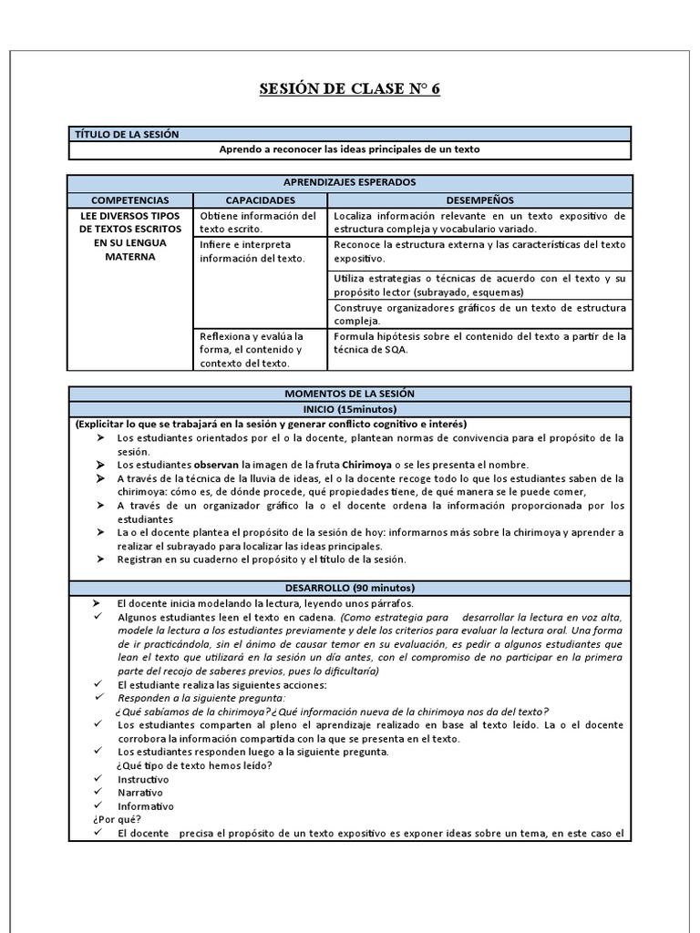 Sesión de Clase N°6 | PDF