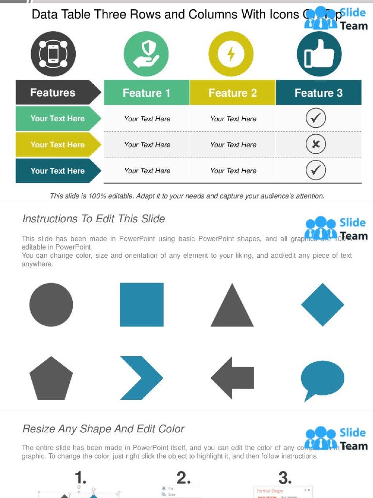 Data Table Three Rows and Columns With Icons On Top | PDF Data Table Three Rows and Columns With Icons On Top | PDF