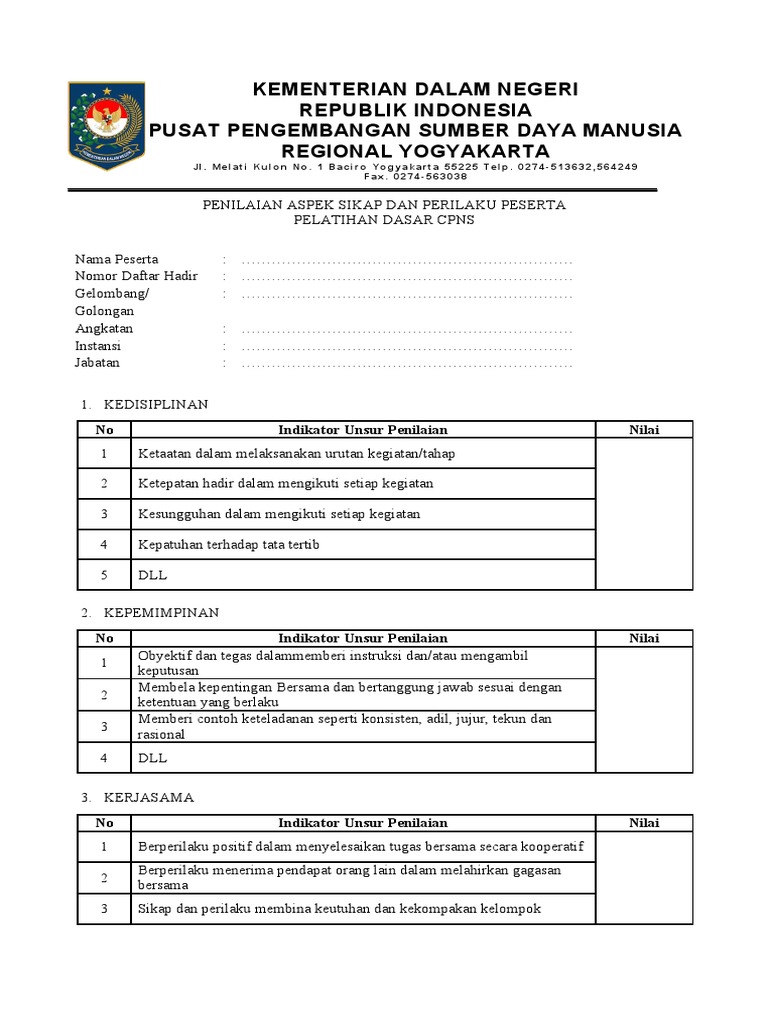 Lembar Penilaian Sikap Dan Perilaku | PDF