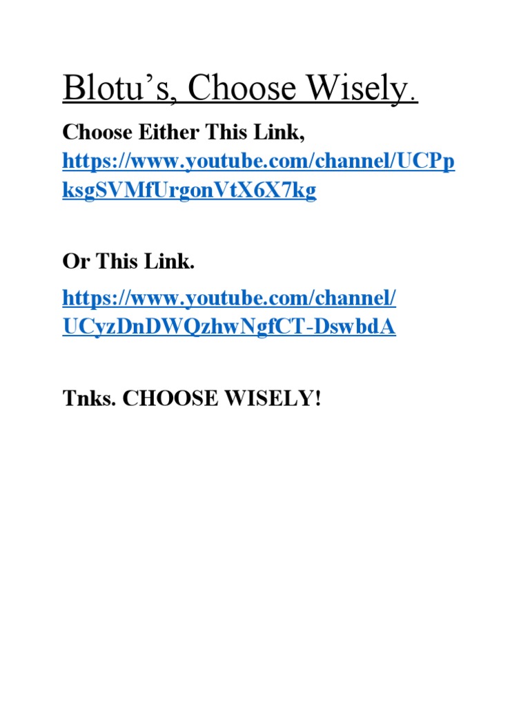 Blotu's, Choose Wisely.: Choose Either This Link | PDF | Wellness | Lifestyle