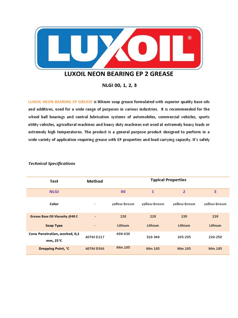 NLGI Grease Specifications Overview | PDF
