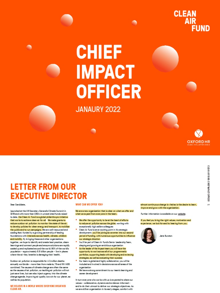 Clean Air Fund Chief Impact Officer | PDF | Evaluation | Air Pollution Clean Air Fund Chief Impact Officer | PDF | Evaluation | Air Pollution