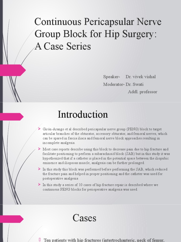 Continuous Pericapsular Nerve Group Block For Hip Surgery: A Case ...
