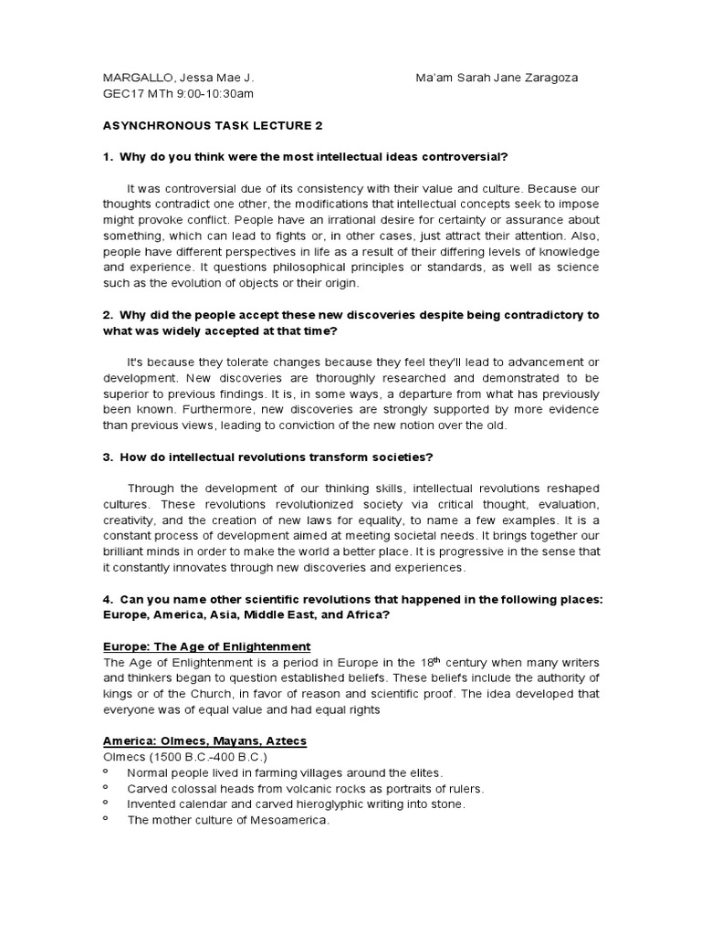 MARGALLO - Asynchronous 2 Lecture 2 | PDF | Thought | Experience