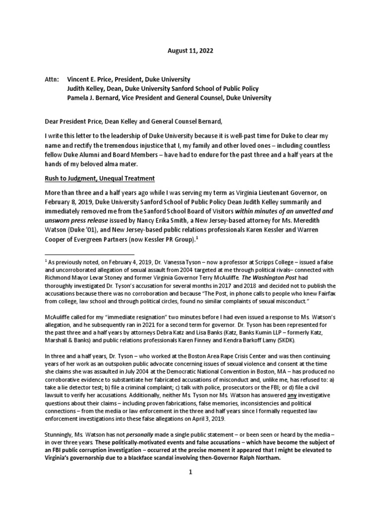 Duke Alumni Seeks Vindication | PDF | Duke University