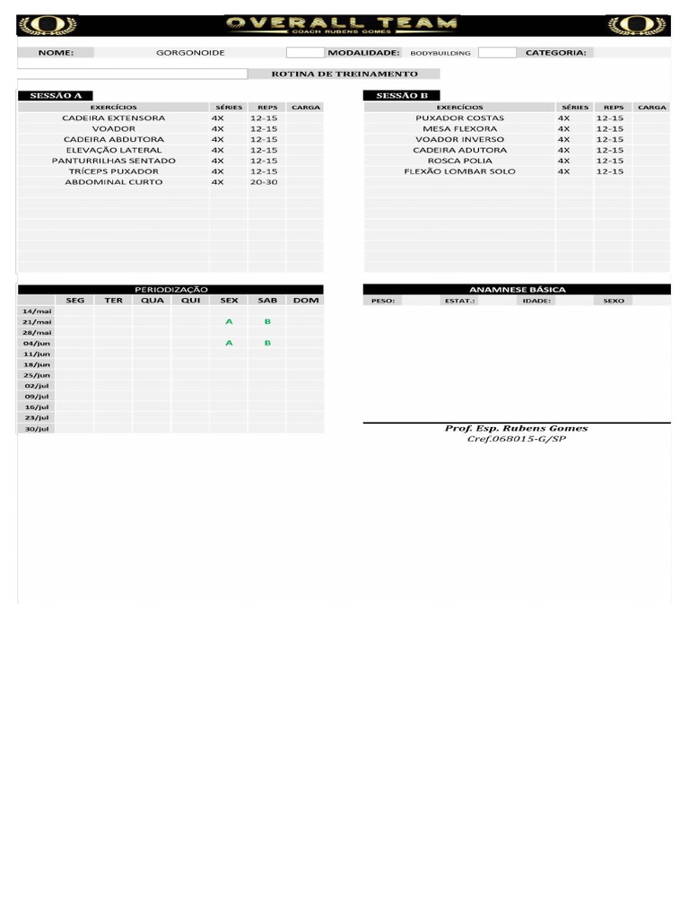 Planilha De Treino Musculacao Pdf
