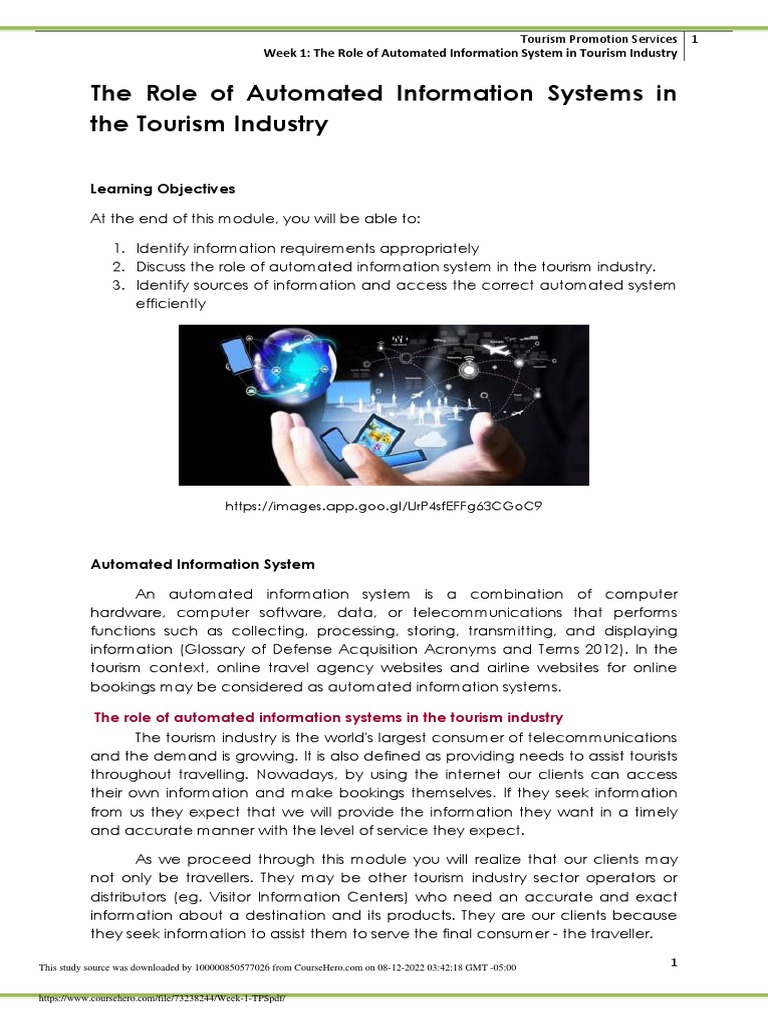 The Role of Automated Information Systems in The Tourism Industry | PDF | Internet | World Wide Web