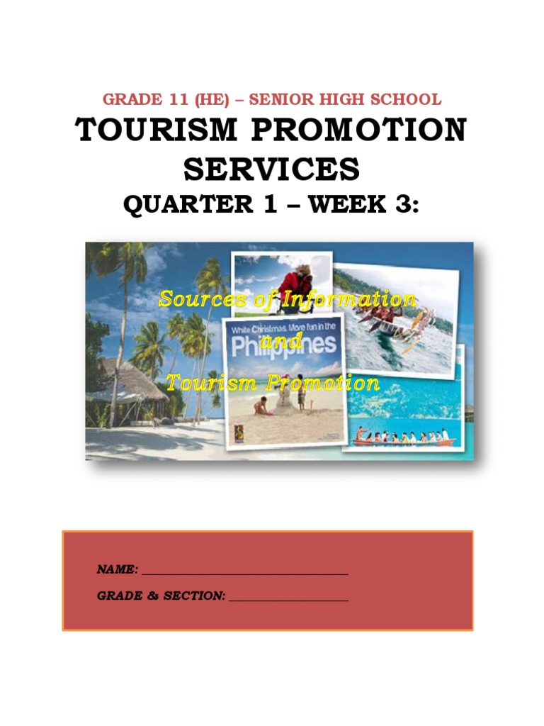 Tourism Promotion Services: Quarter 1 - Week 3 | PDF | Advertising ...