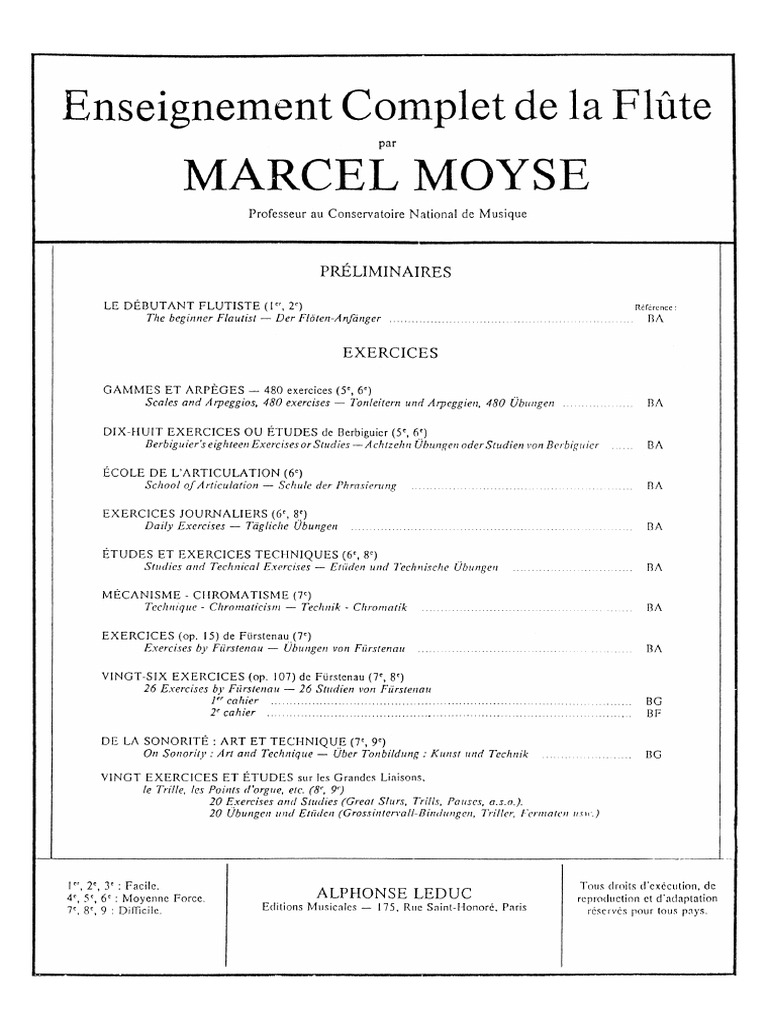 Enseignement Complet de La Flûte - Marcel Moyse | PDF