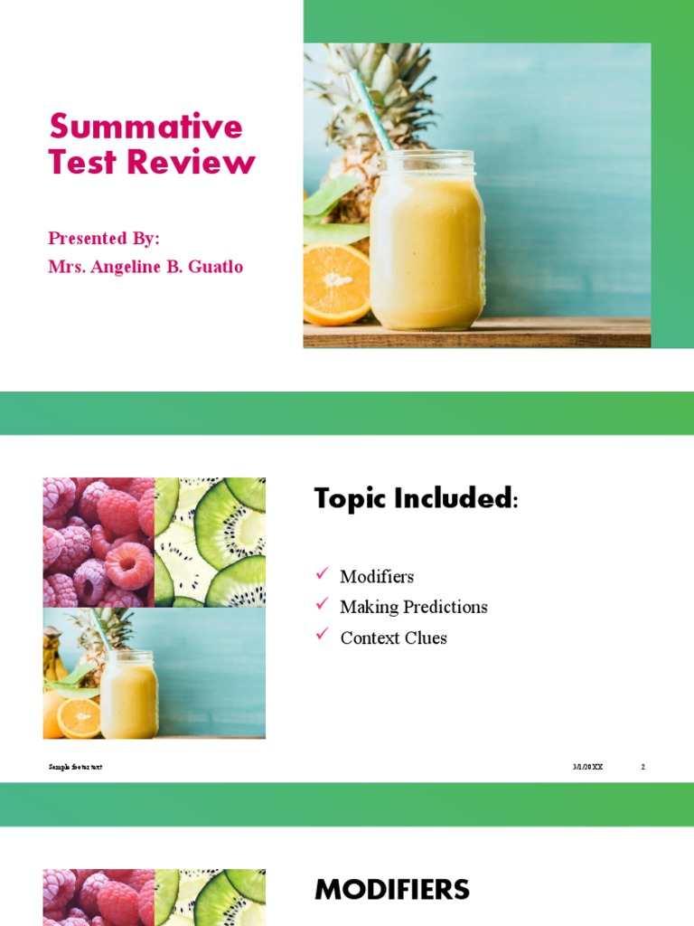 Summative Test Review: Presented By: Mrs. Angeline B. Guatlo | PDF