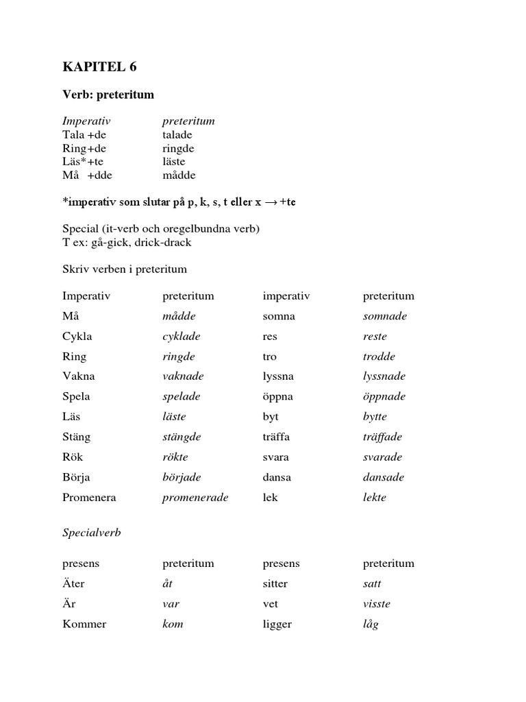 Kapitel 6: Verb: Preteritum | PDF