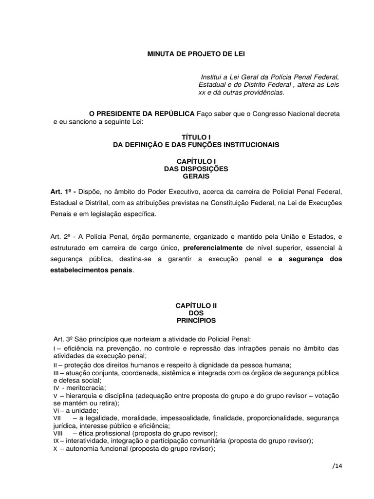 Minuta de Projeto de Lei | PDF | Ciências Sociais