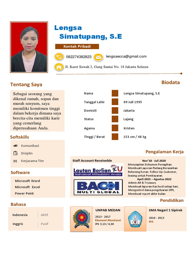 CV Lengsa Simatupang. | PDF