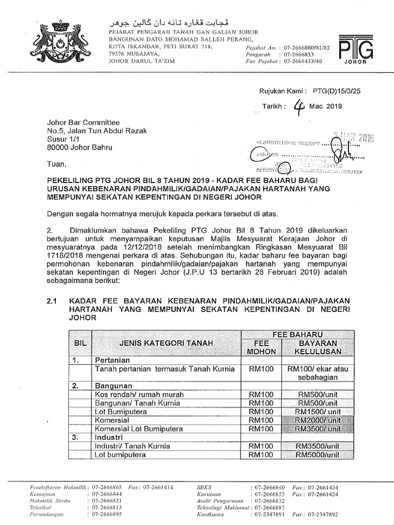 PTG Pekeliling Bil 8 - 2019 2 | PDF