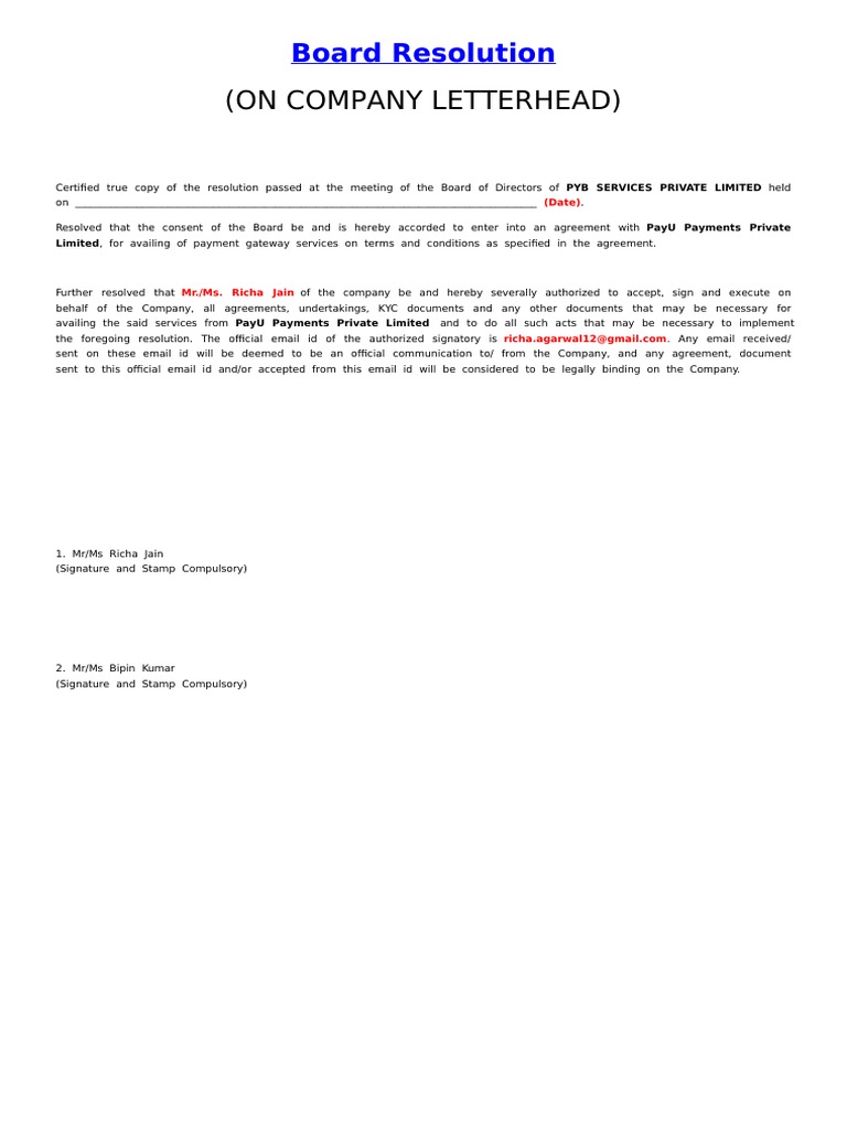 Signing Authority Letter | PDF