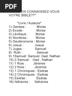 Quiz Biblique Avec Réponses Et Références | PDF | Évangile selon Luc | Josué