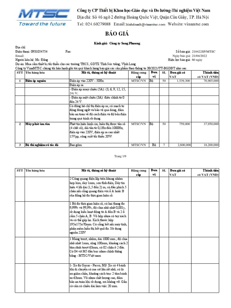 Gui BG Song Phuong Thcs 210422 | PDF