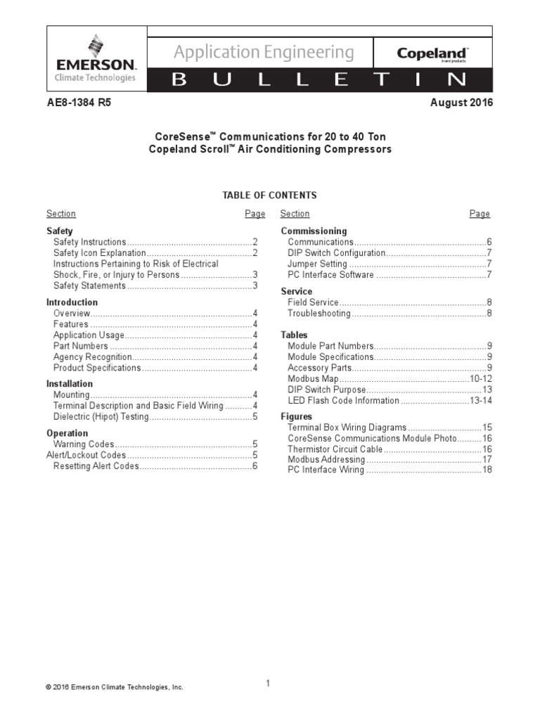 Coresense Communications For 20 To 40 Ton Copeland Scroll Air ...