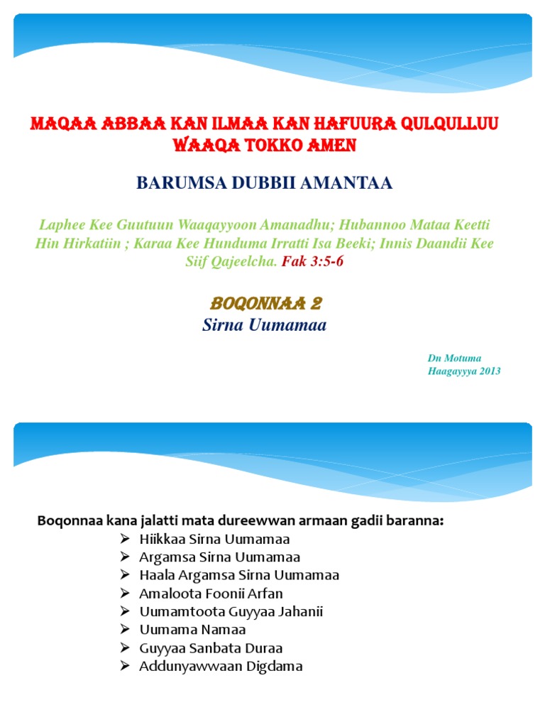 Barumsa Amantaa 2 | PDF
